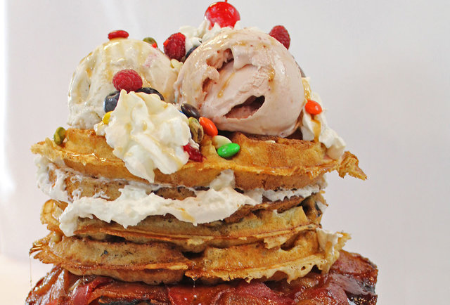 This sourdough waffle tower from Reddit is stacked with ice cream and ...