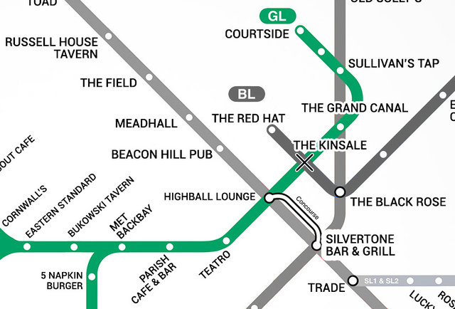 Green Line Boston T Bar Map