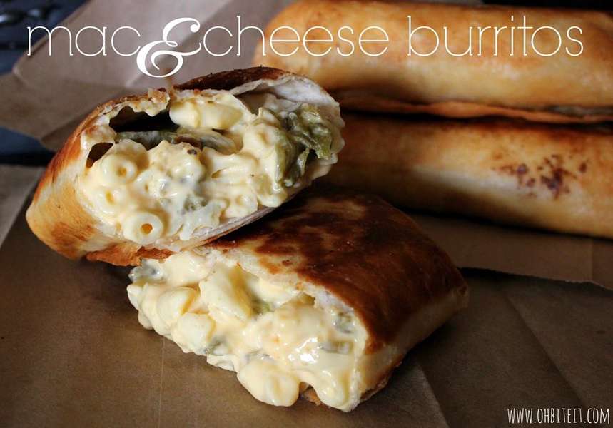 Oh, Bite It Cooks Up Mac 'n Cheese Burritos with Green Chile - Thrillist