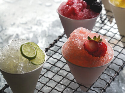 Boozy Snow Cone Recipes - Gimlet, Pina Colada, Bramble, Mango Tequila ...