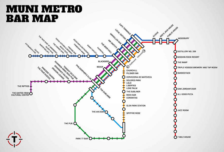 SF Muni Map With Bars Near Every Stop - Thrillist
