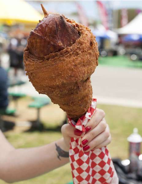 State and County Fair Foods - Funnel Cake Ice Cream Sandwich, Triple ...
