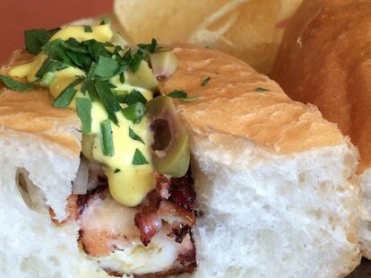 Shakewell Restaurant Oakland Brunch Octopus Hot Dog - Octodog SF ...
