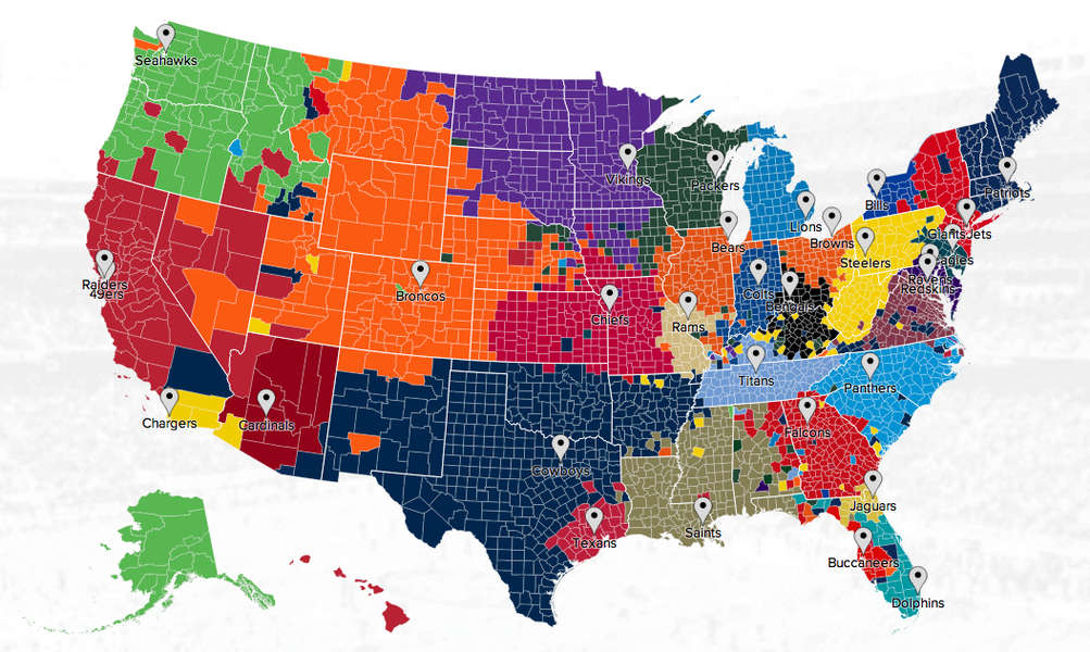 NFL Twitter map: Every football team's popularity visualized - Thrillist