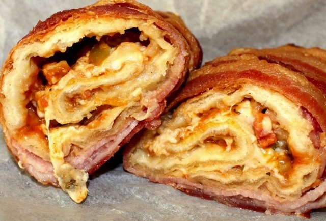 Bacon-Wrapped Pizza Burrito Recipe by Oh, Bite It!