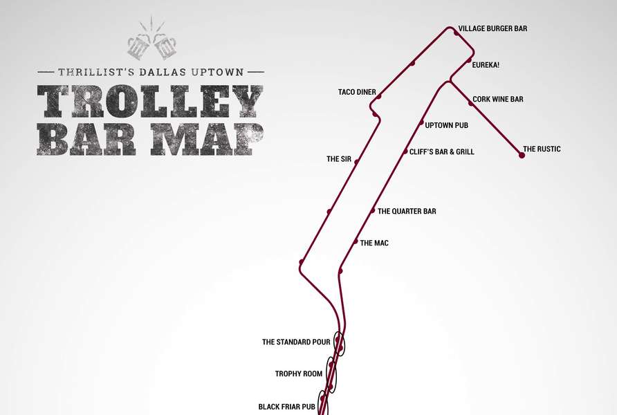 Dallas Uptown Trolley Bar Map - Thrillist