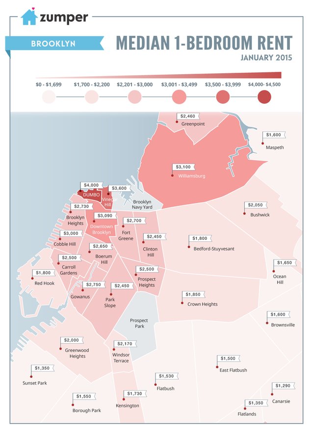 Maps Show Sky-High and Slightly Less Sky-High Rents in NYC Neigborhoods ...