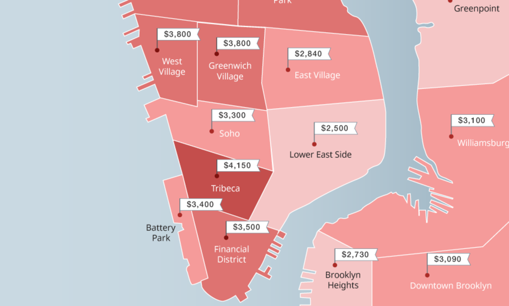 Maps Show Sky-High and Slightly Less Sky-High Rents in NYC Neigborhoods ...
