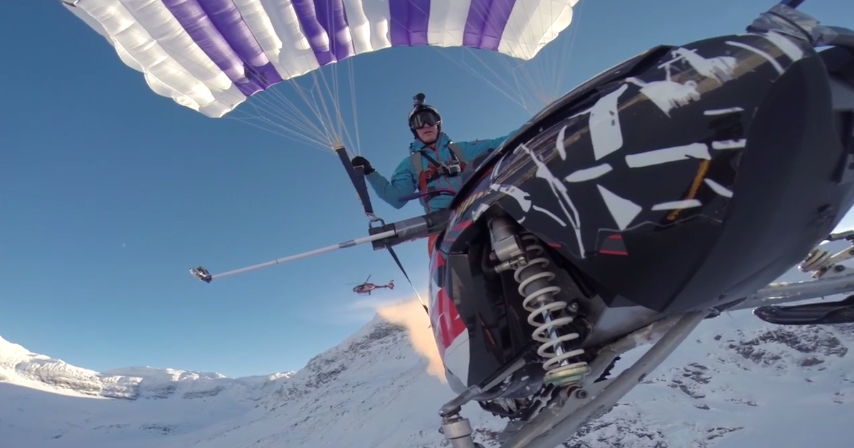 Video of Flying Snowmobile Shows Finns Flying Off a Cliff - Thrillist