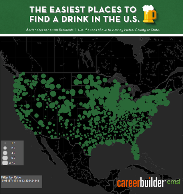 Easiest Places to Find a Drink in America - Cities and States with Most ...