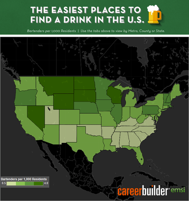Easiest Places to Find a Drink in America - Cities and States with Most ...