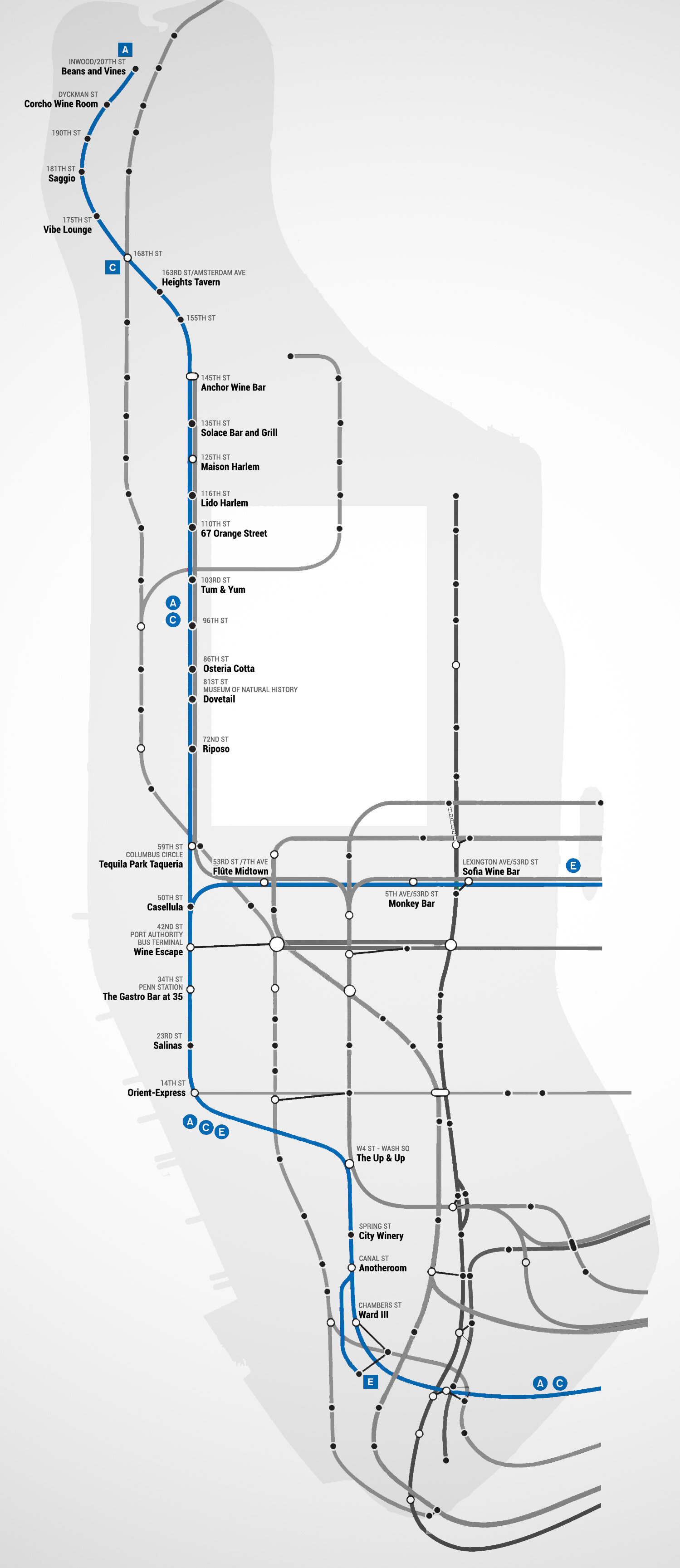 Manhattan Subway Date Map - Date Ideas Bars Restaurants - Thrillist