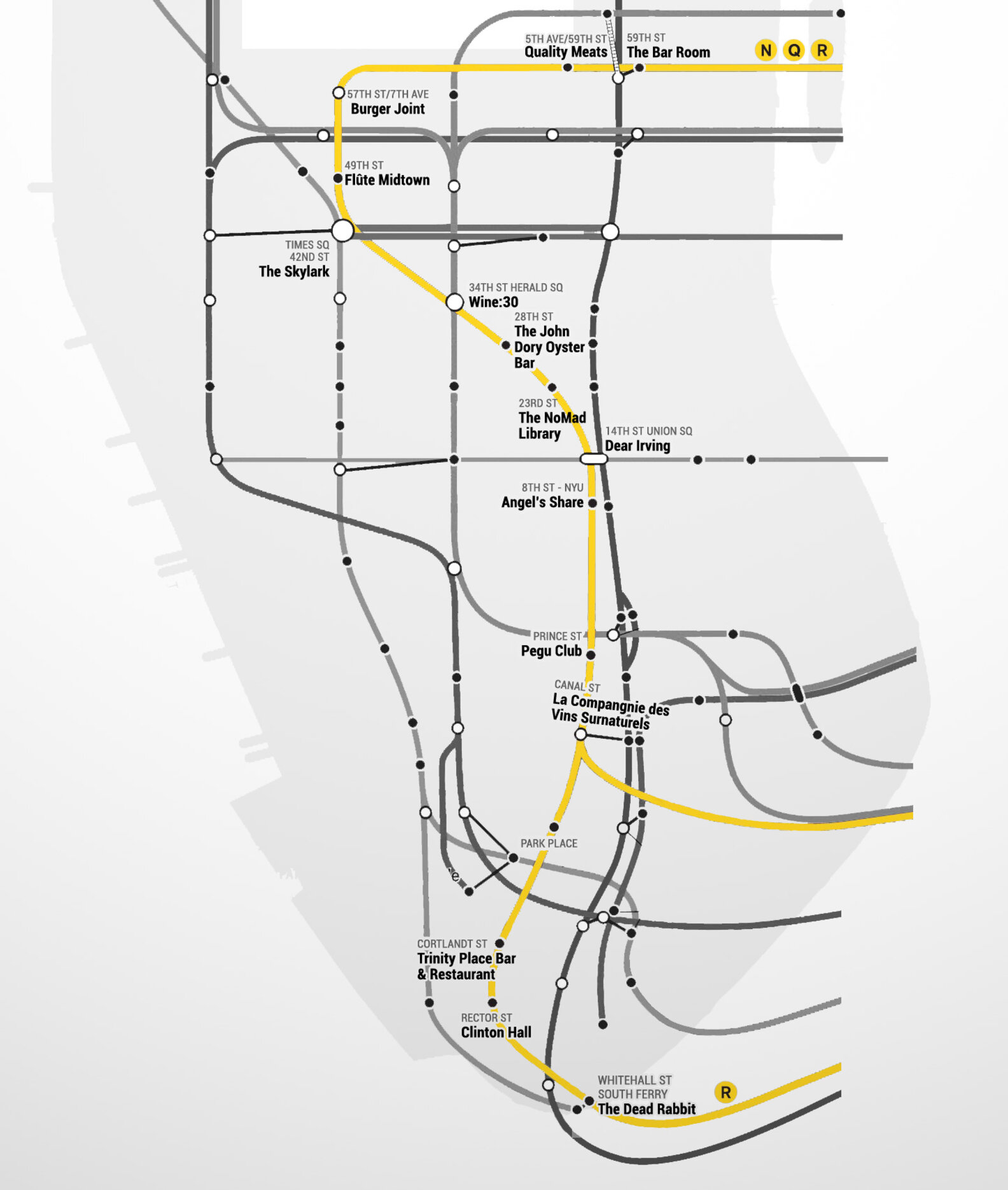 Manhattan Subway Date Map - Date Ideas Bars Restaurants - Thrillist
