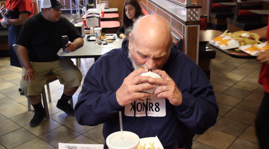 Michael Hanline Eats Carl's Jr Burger After Being Released From Prison ...