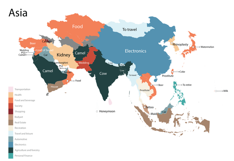 Fixr.com Map Shows Products People Google Most Around The World - Thrillist
