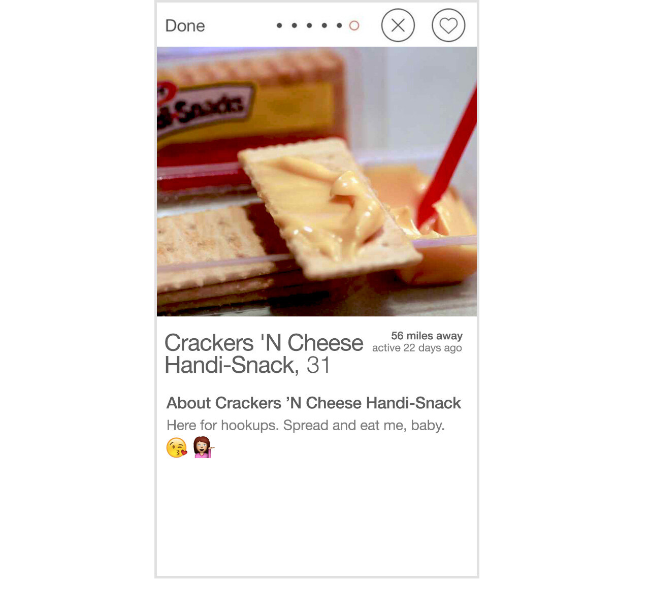 Tinder Profiles for Snacks - Thrillist