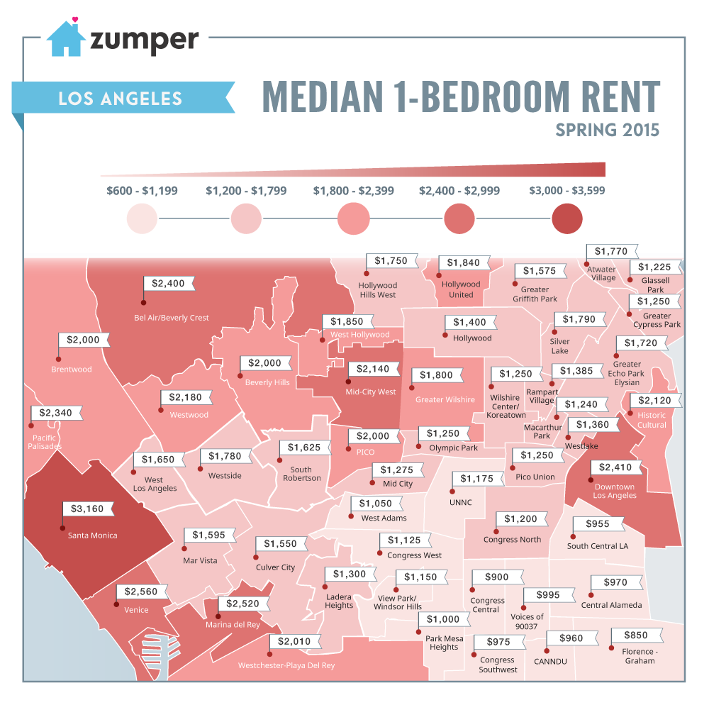 Map of Cheapest and Most Expensive Rents in Los Angeles - Thrillist