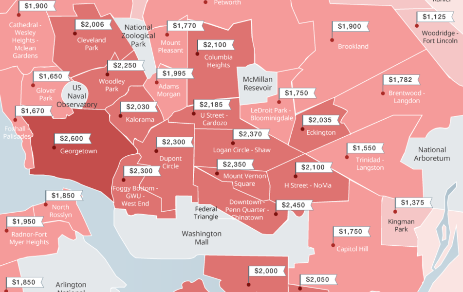 This Map Shows the Increasingly Sky-High Rents Across DC Neighborhoods ...