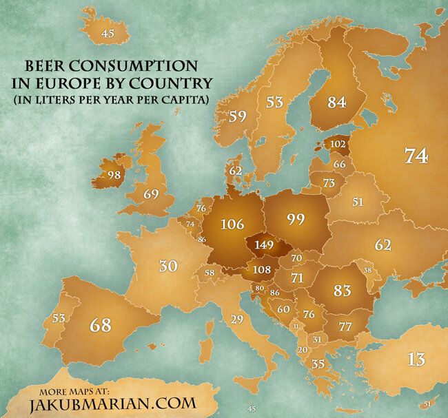 Which European Countries Drink the Most Beer, Mapped - Thrillist