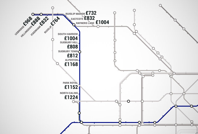 London Underground Rent Map