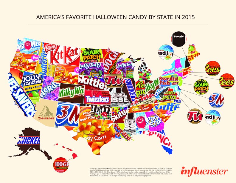 America's Favorite Halloween Candy - State By State Map of Favorite ...