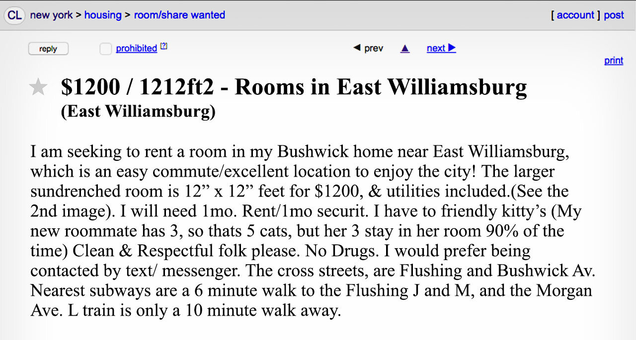The Weirdest New York Roommate Ads on Craigslist - Thrillist