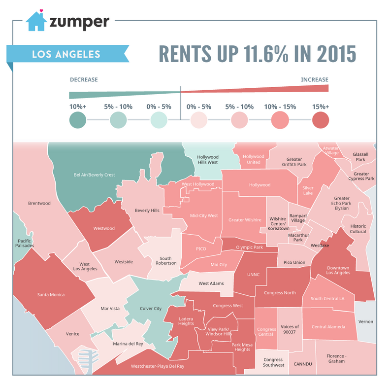 This Map Shows How Rents Skyrocketed Across LA Neighborhoods in 2015 ...
