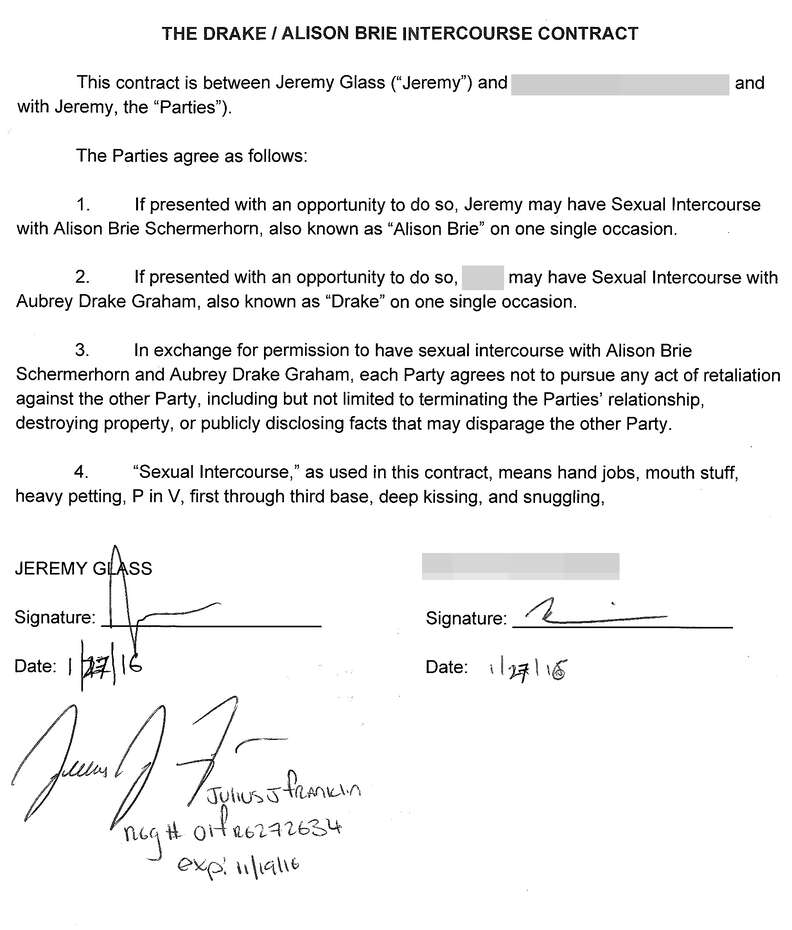 My Girlfriend And I Signed A Sex Contract With Drake Thrillist