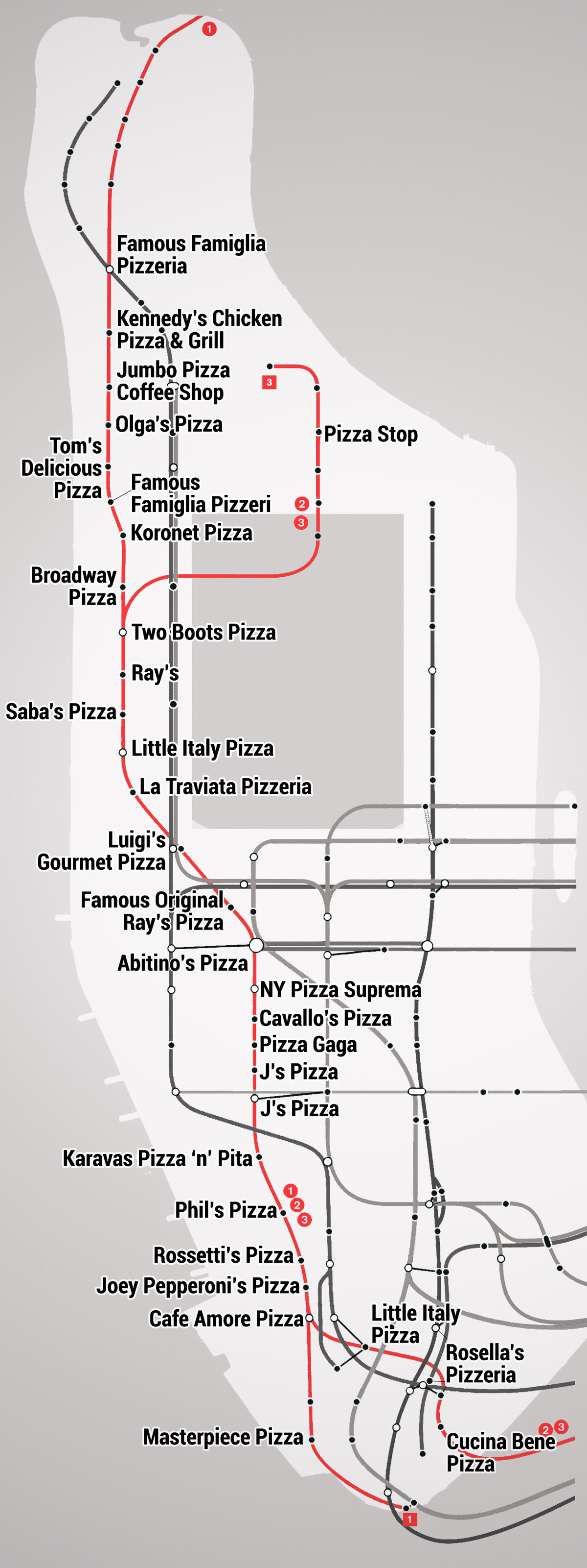 The Manhattan Pizza Slice Subway Map - Thrillist