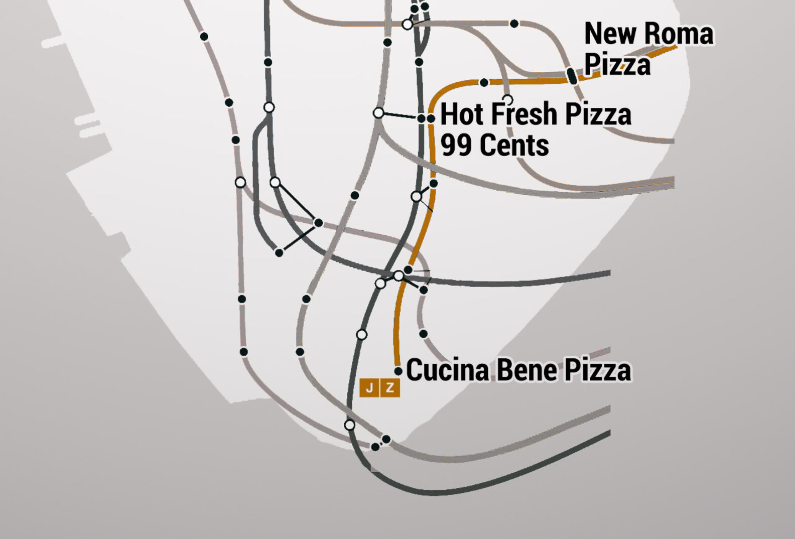 The Manhattan Pizza Slice Subway Map - Thrillist