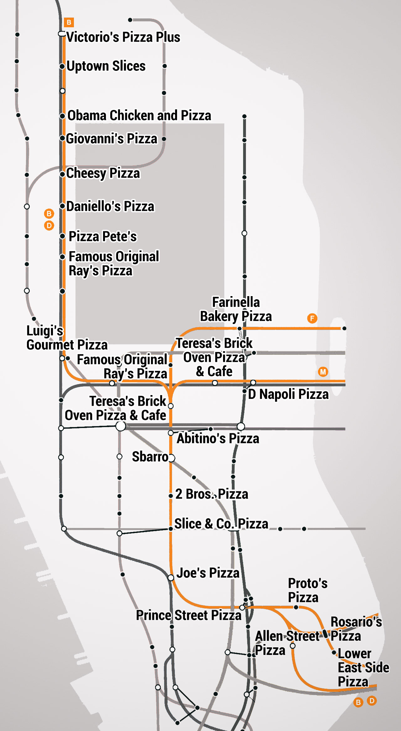 The Manhattan Pizza Slice Subway Map - Thrillist