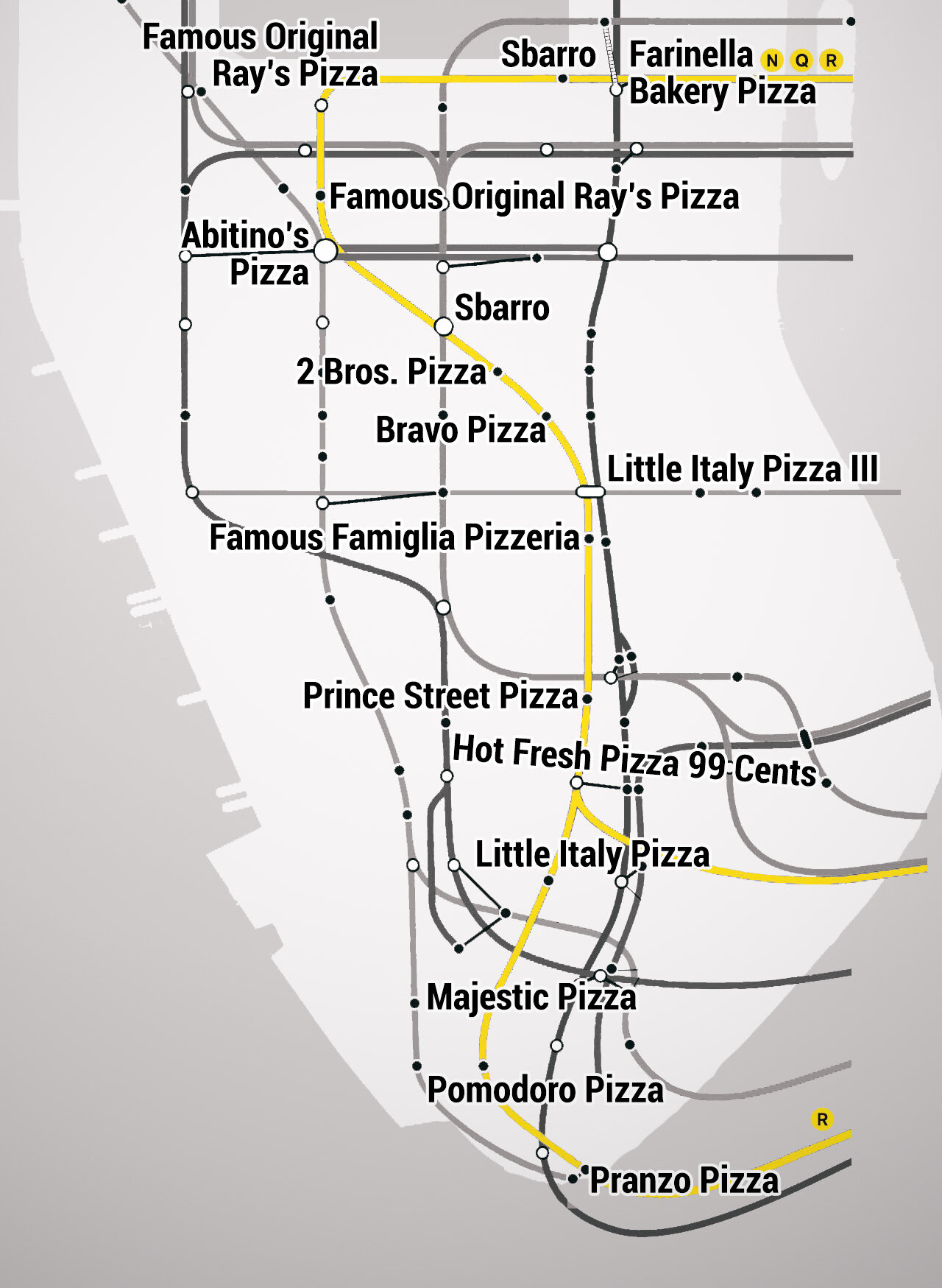 The Manhattan Pizza Slice Subway Map - Thrillist