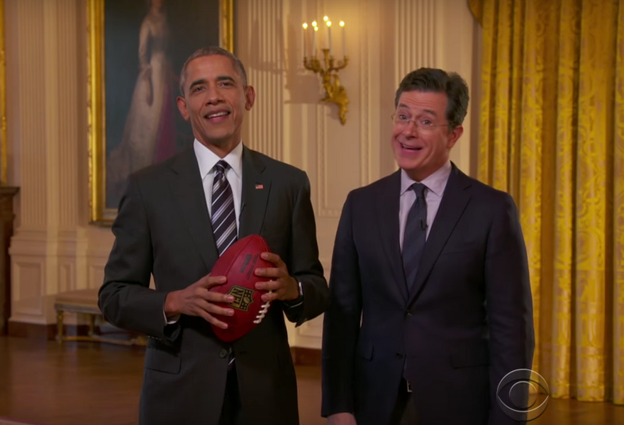 President Barack Obama on the Late Show with Stephen Colbert Super Bowl ...