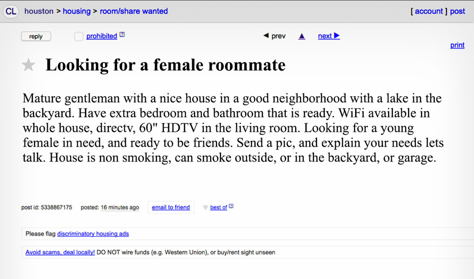 The Weirdest Houston Roommate Ads on Craigslist - Thrillist