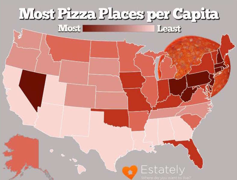 Which State Has the Most Pizza Map - Thrillist