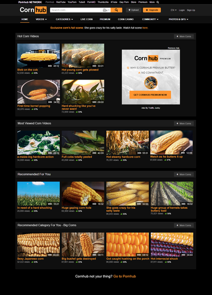 Pornhub April Fool's Joke Turns Site into Cornhub - Thrillist