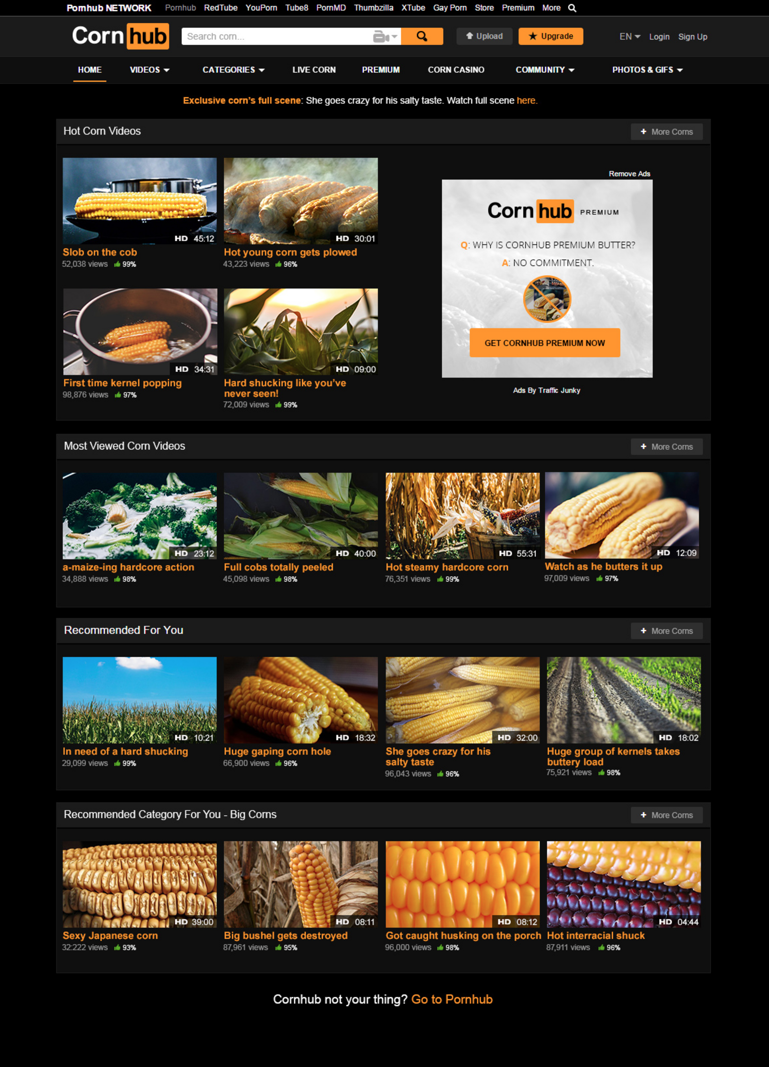 Pornhub April Fool's Joke Turns Site into Cornhub - Thrillist