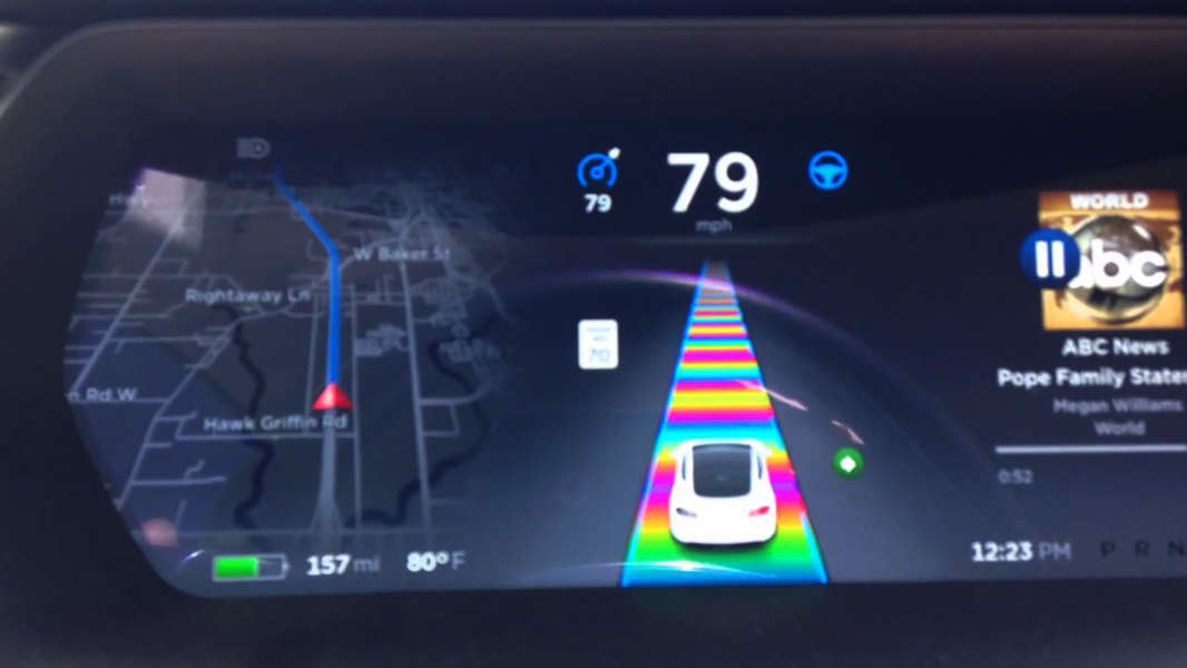 Tesla Has a Hidden Rainbow Road Easter Egg in the Model S - Thrillist