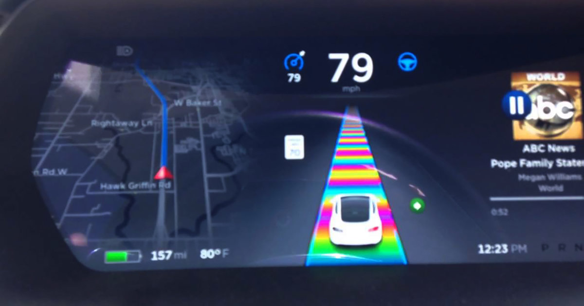 Tesla Has a Hidden Rainbow Road Easter Egg in the Model S - Thrillist