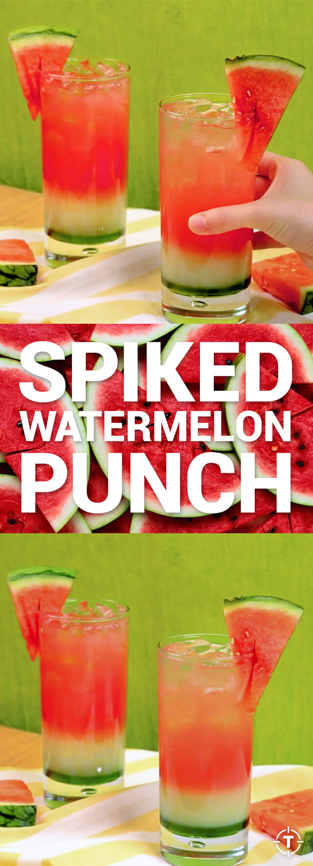 Layered Watermelon Spiked Punch With Boozy Watermelon Recipe Video ...