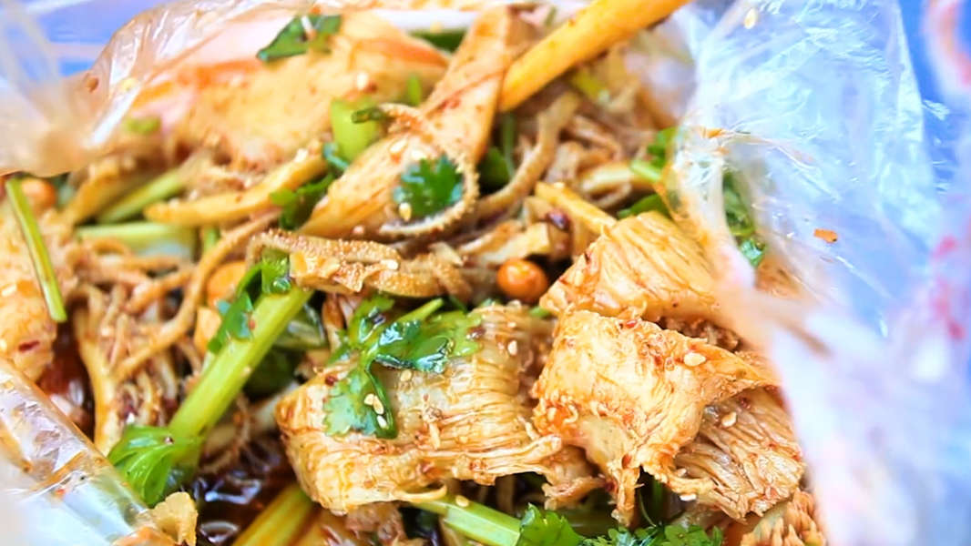 Chinese Tripe Salad Cilantro Peanuts Travel Video - Thrillist