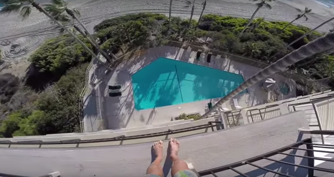 Absolutely Insane Man Just Barely Lands Four-Story Pool Jump - Thrillist
