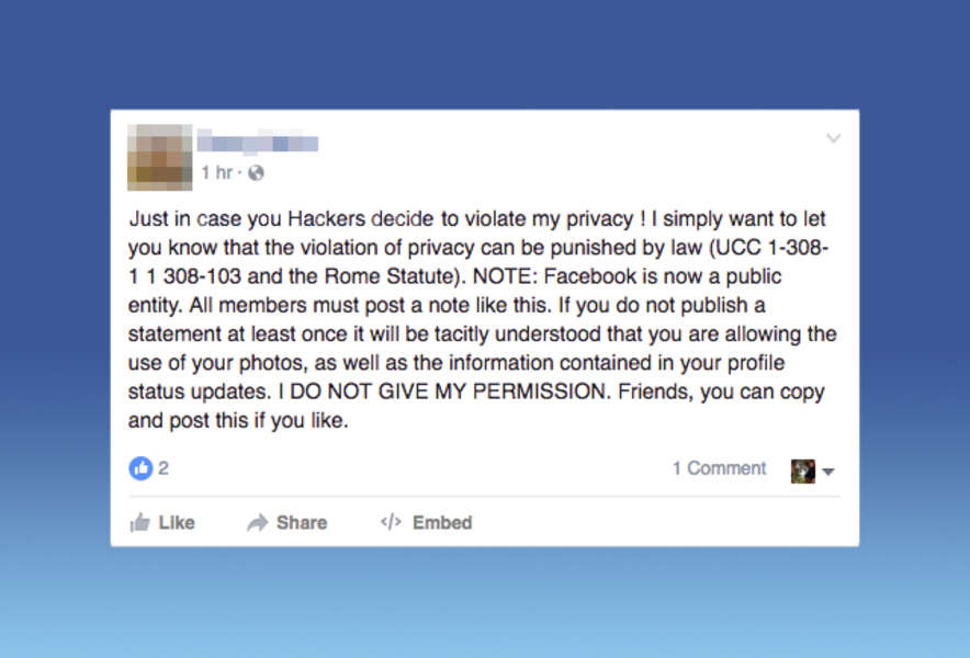 That Dumb Facebook Privacy Status is Back...It's Still a Hoax - Thrillist