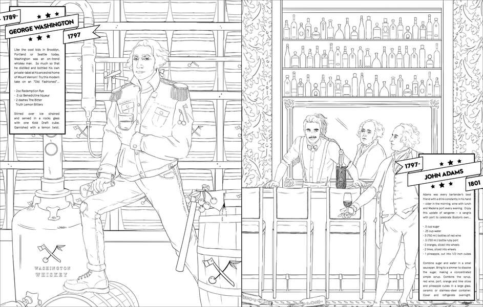 Adult Coloring Book of Presidents and Cocktails - Thrillist