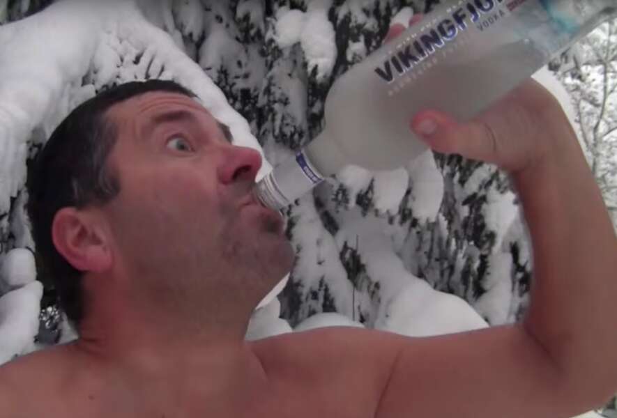 Watch This Crazy Norwegian Man Chug Vodka and Bathe in Snow - Thrillist