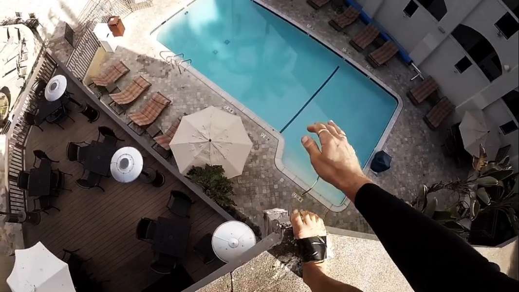 8Booth Jumps From Rooftop Into Tiny Swimming Pool, Again - Thrillist