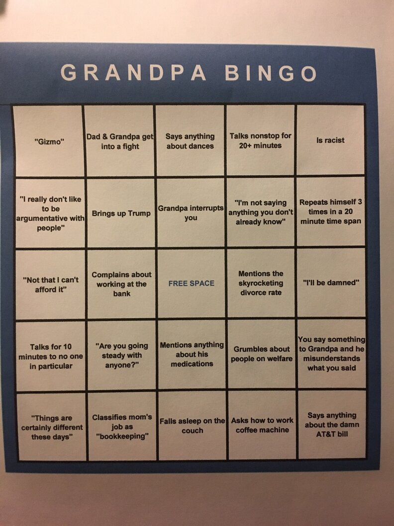 Grandpa Bingo Is the Perfect Game For Holiday Gatherings - Thrillist