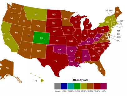 The Most Obese States Across America in Maps - Thrillist