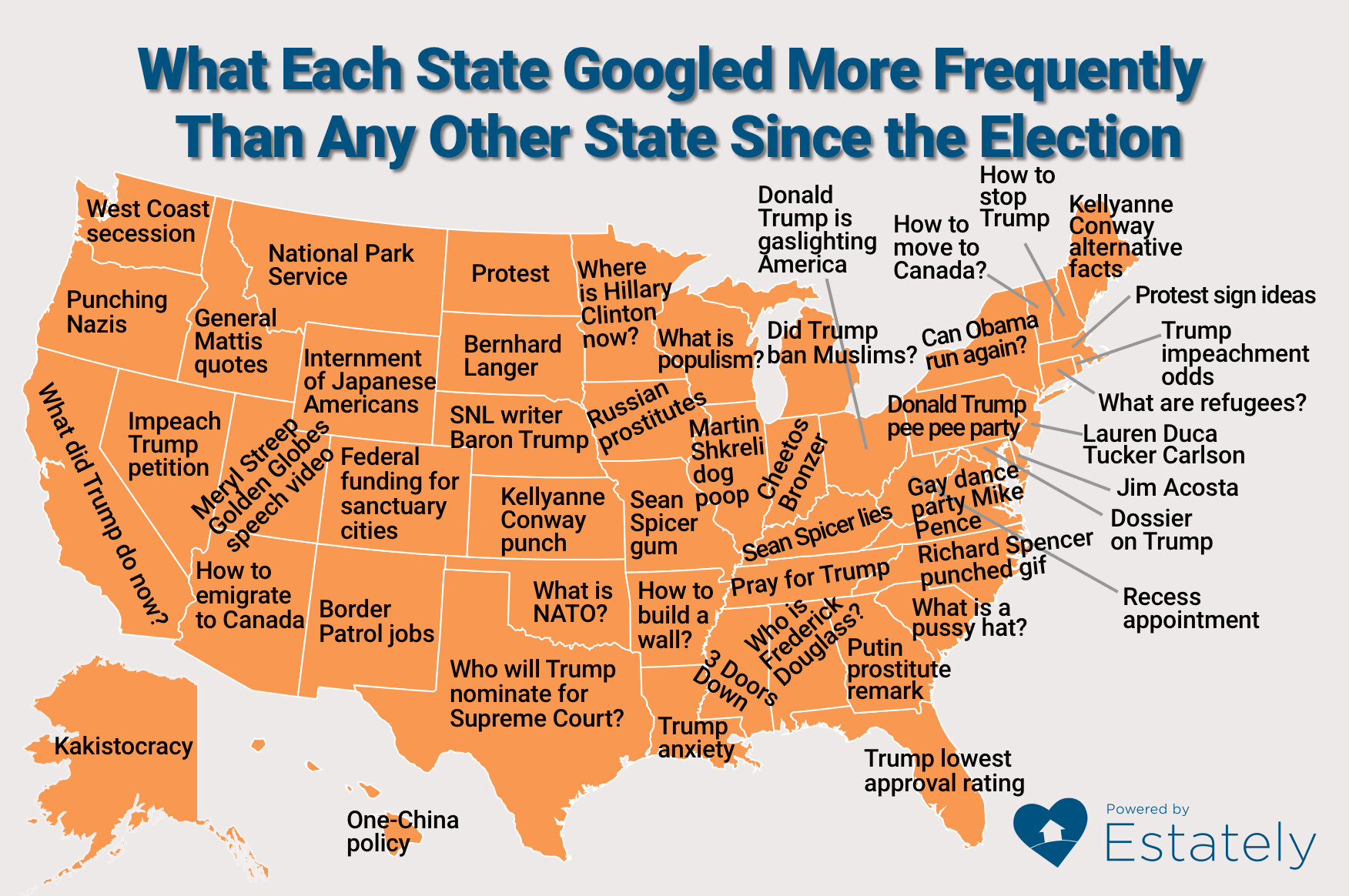 Estately Map Shows What States Have Googled Since 2016 Election - Thrillist