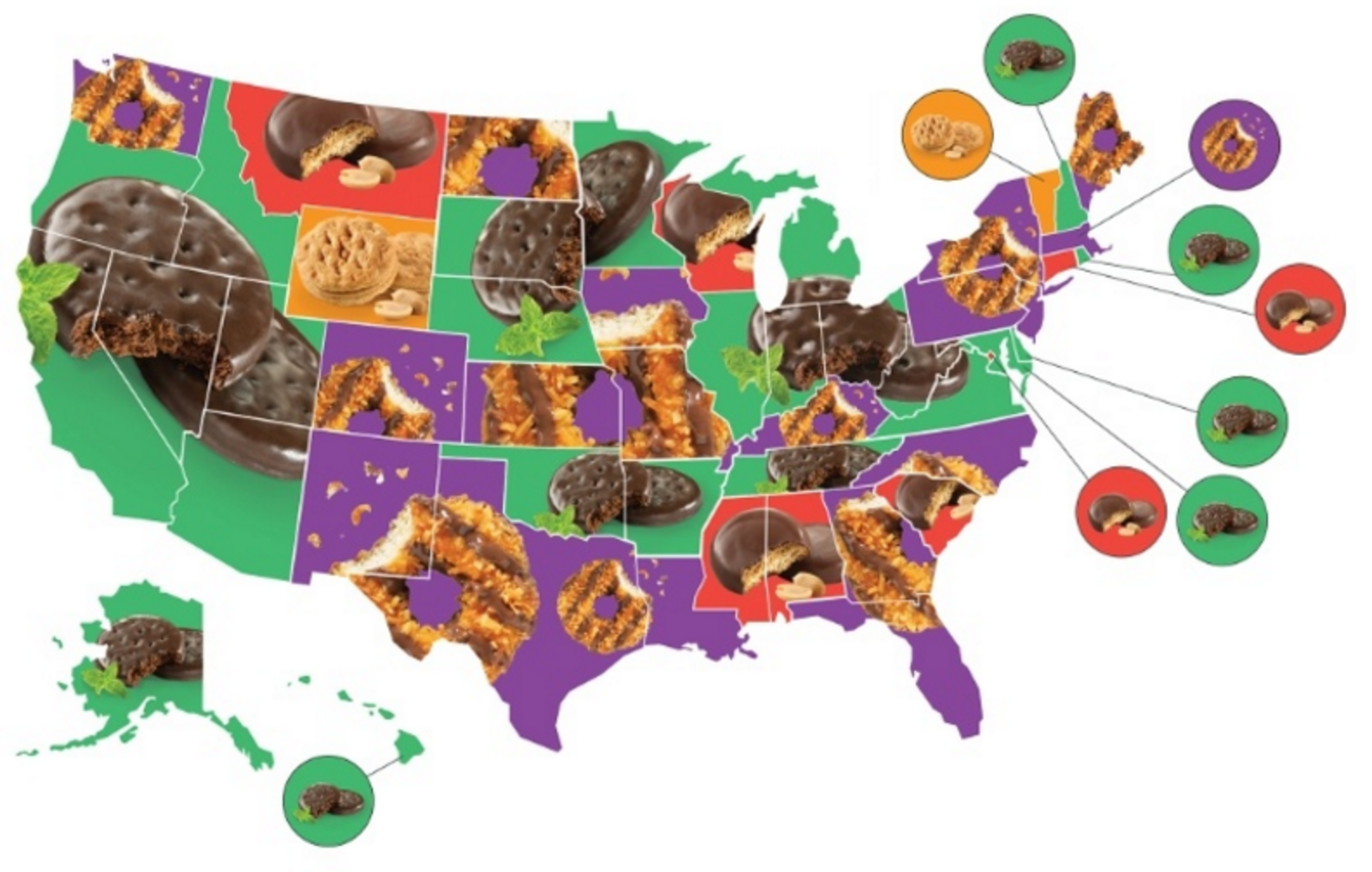 Influenster Map Shows America's Favorite Girl Scout Cookies - Thrillist